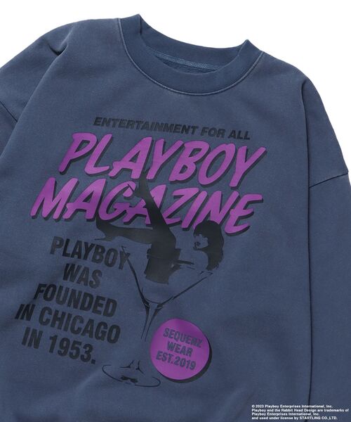 PLAYBOY（プレイボーイ）の「【SEQUENZ】 PLAYBOY VINTAGE MAGCOVER CN / プレイボーイ ロック バニー バイオウォッシュ ヴィンテージ クルーネック ...