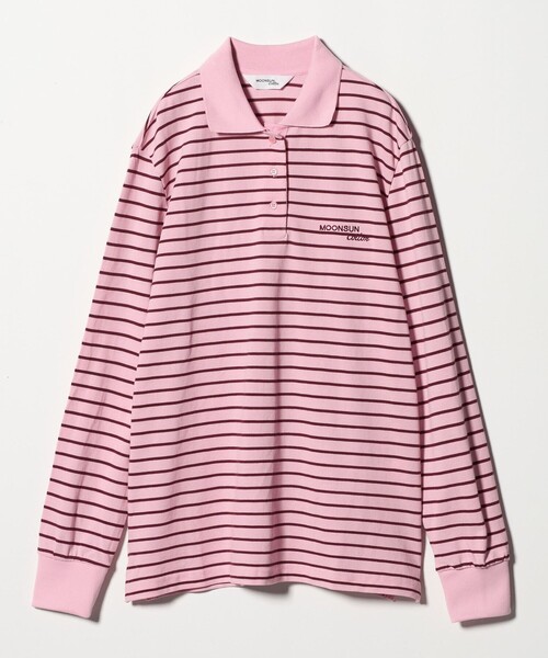 セール】＜MOONSUN＞ボーダー ロングスリーブポロシャツ（ポロシャツ