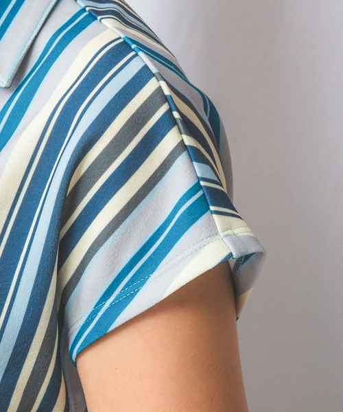 セール】【NARACAMICIE】マルチストライプフリルカットソー（Tシャツ