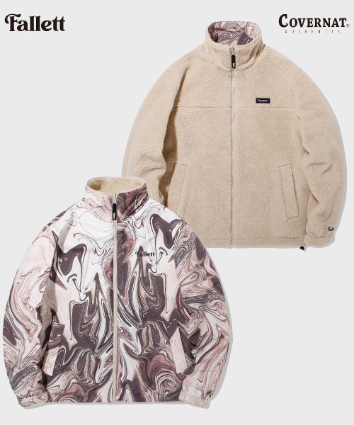 [Fallett x COVERNAT] Reversible Boa Fleece Zip-Up Jacket Ivory（その他アウター ...