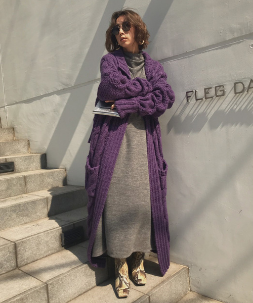 AMERI（アメリ）の「BIG CABLE KNIT COAT（カーディガン/ボレロ）」 - WEAR