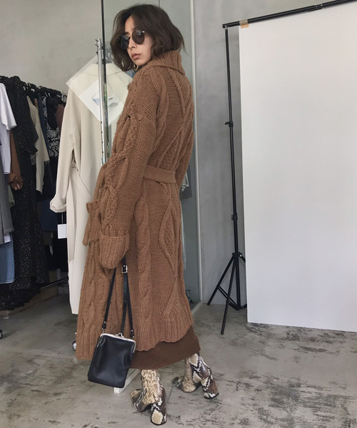 AMERI（アメリ）の「BIG CABLE KNIT COAT（カーディガン/ボレロ）」 - WEAR