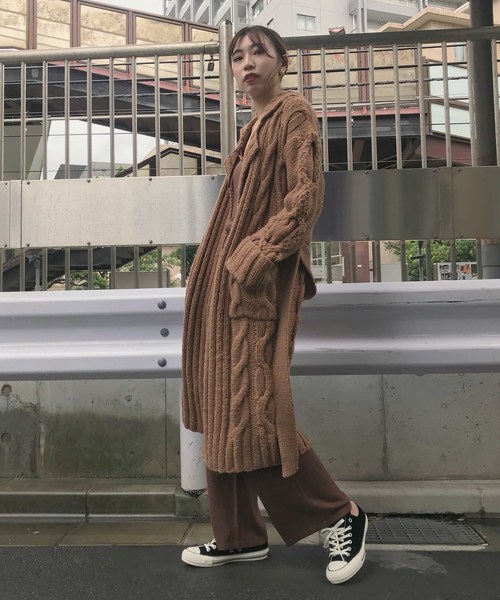 AMERI（アメリ）の「BIG CABLE KNIT COAT（カーディガン/ボレロ）」 - WEAR