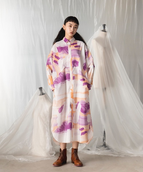 mintdesigns（ミントデザインズ）の「WATER COLOR DRESS / ウォーターカラードレス（シャツワンピース）」 - WEAR