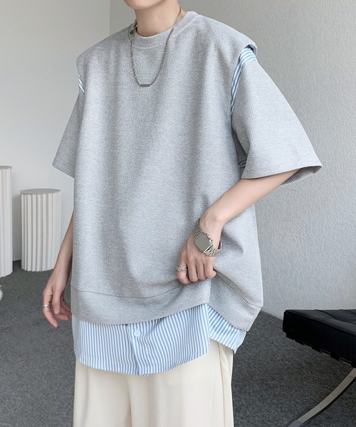 FVLMEN（フルメン）の「【FVLMEN】fake layered stripe tops/フェイクレイヤード ストライプ トップス（T ...