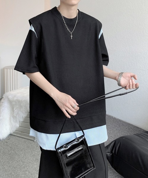 FVLMEN（フルメン）の「【FVLMEN】fake layered stripe tops/フェイクレイヤード ストライプ トップス（T ...