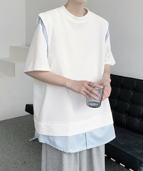 FVLMEN（フルメン）の「【FVLMEN】fake layered stripe tops/フェイクレイヤード ストライプ トップス（T ...