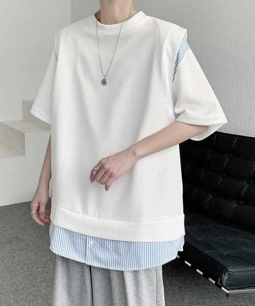 FVLMEN（フルメン）の「【FVLMEN】fake layered stripe tops/フェイクレイヤード ストライプ トップス（T ...