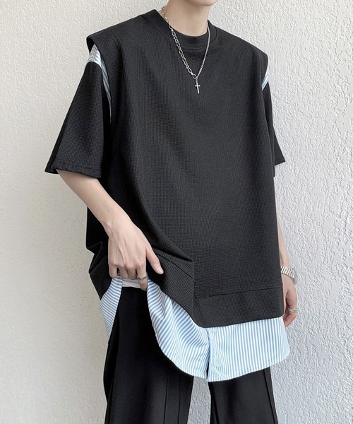FVLMEN（フルメン）の「【FVLMEN】fake layered stripe tops/フェイクレイヤード ストライプ トップス（T ...