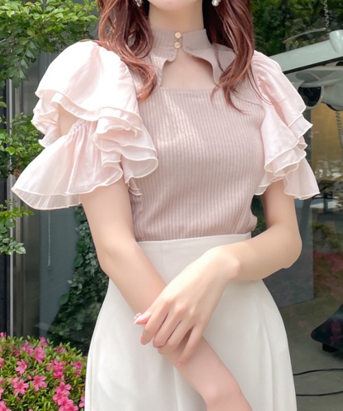 NOMAE（ノーマエ）の「シアーフリルスリーブ2wayトップス（Tシャツ/カットソー）」 - WEAR