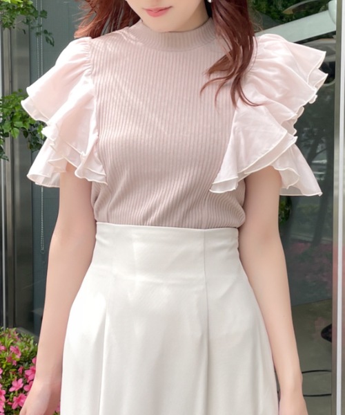 NOMAE（ノーマエ）の「シアーフリルスリーブ2wayトップス（Tシャツ/カットソー）」 - WEAR