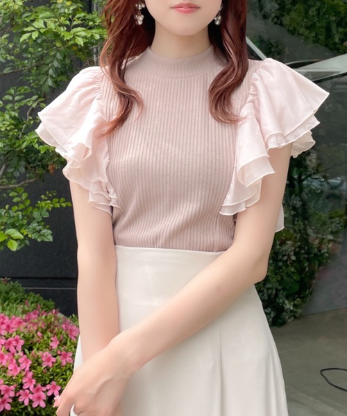 NOMAE（ノーマエ）の「シアーフリルスリーブ2wayトップス（Tシャツ/カットソー）」 - WEAR