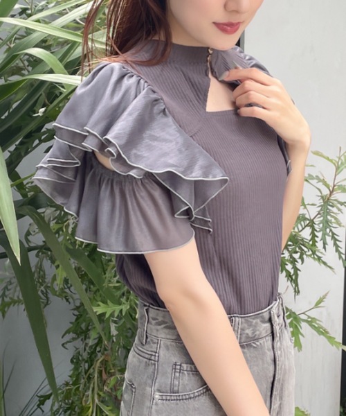 NOMAE（ノーマエ）の「シアーフリルスリーブ2wayトップス（Tシャツ/カットソー）」 - WEAR