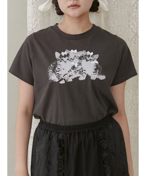 merry jenny（メリージェニー）の「CAT ribbon Tee（Tシャツ/カットソー）」 - WEAR