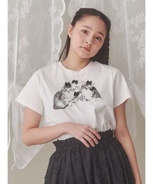 merry jenny（メリージェニー）の「CAT ribbon Tee（Tシャツ/カットソー）」 - WEAR