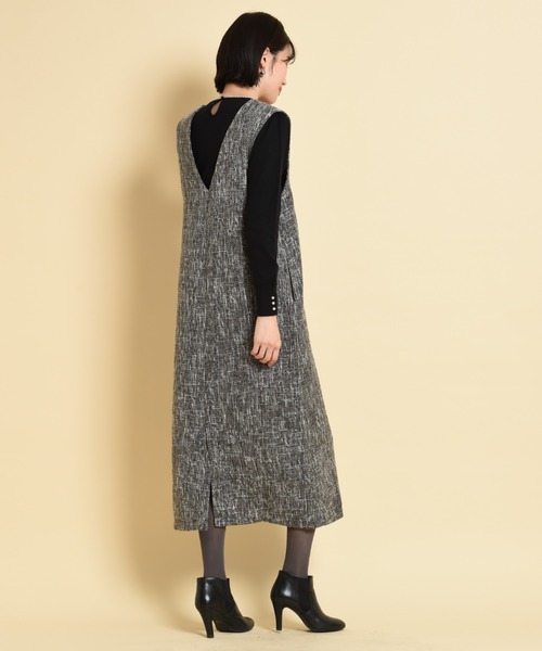 INTERPLANET（インタープラネット）の「Vネックツイードワンピース（ジャンパースカート）」 - WEAR