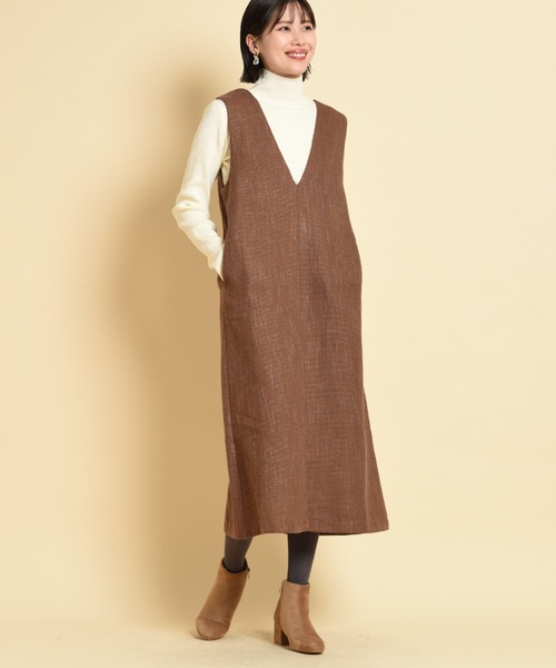 INTERPLANET（インタープラネット）の「Vネックツイードワンピース（ジャンパースカート）」 - WEAR