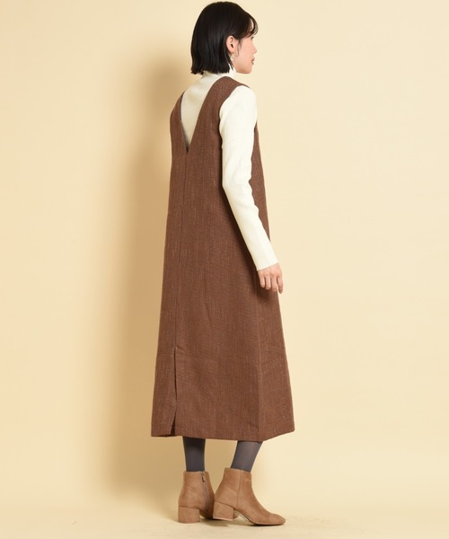 INTERPLANET（インタープラネット）の「Vネックツイードワンピース（ジャンパースカート）」 - WEAR