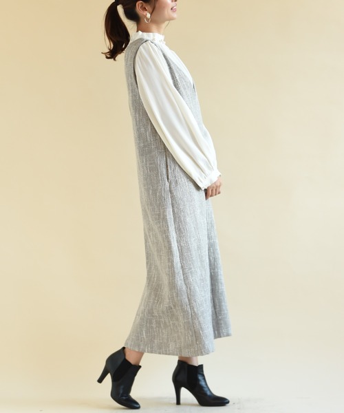 INTERPLANET（インタープラネット）の「Vネックツイードワンピース（ジャンパースカート）」 - WEAR