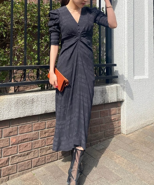 Ameri（アメリ）の「BACK OPEN GATHER DRESS（ワンピース）」 - WEAR