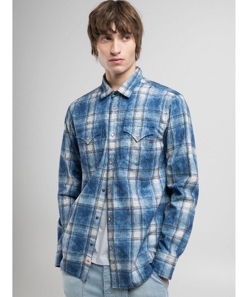 REPLAY（リプレイ）の「チェック柄インディゴデニムシャツ（シャツ/ブラウス）」 - WEAR