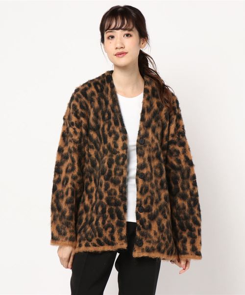 Lui's（ルイス）の「モヘア起毛レオパード柄カーディガン（カーディガン/ボレロ）」 - WEAR