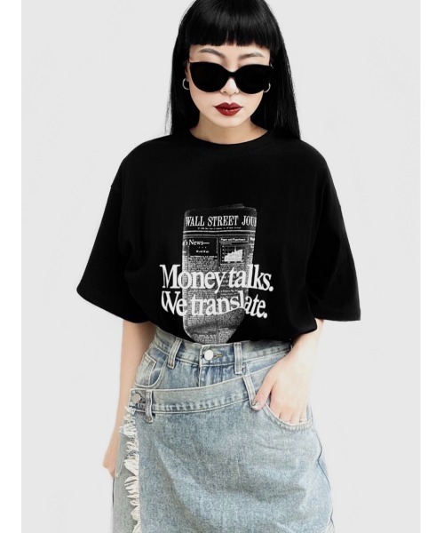 LVEU.（ラブユ.）の「Journal print over T-shirt / ジャーナルプリントオーバーTシャツ（Ai select）（Tシャツ/カットソー）」 - WEAR