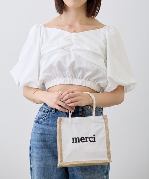 Loco Ocean（ロコオーシャン）の「【merciロゴ】ミニバッグ / サブバッグ / ジュートバッグ（トートバッグ）」 - WEAR