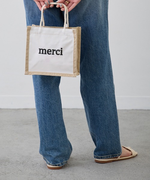 Loco Ocean（ロコオーシャン）の「【merciロゴ】ミニバッグ / サブバッグ / ジュートバッグ（トートバッグ）」 - WEAR