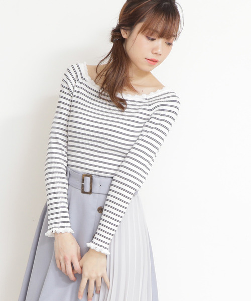 EDIT COLOGNE（エディットコロン）の「《EDIT COLOGNE》フリルエッジリブニット（ニット/セーター）」 - WEAR