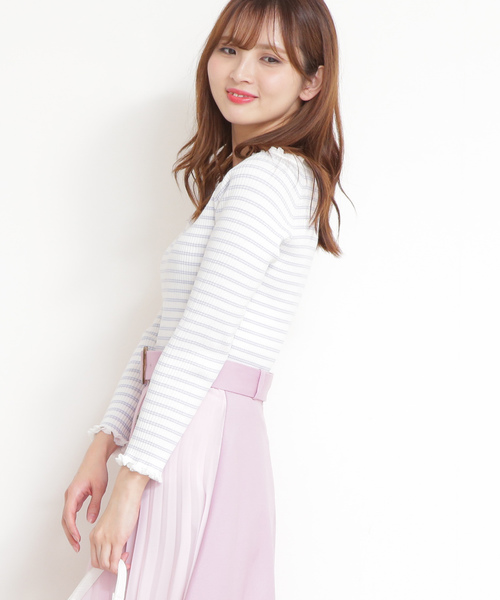 EDIT COLOGNE（エディットコロン）の「《EDIT COLOGNE》フリルエッジリブニット（ニット/セーター）」 - WEAR