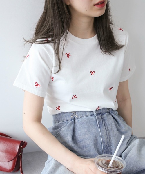 【セール】・Double Flags リボン刺繍TEE（Tシャツ/カットソー）｜Green Parks（グリーンパークス）のファッション通販 - ZOZOTOWN