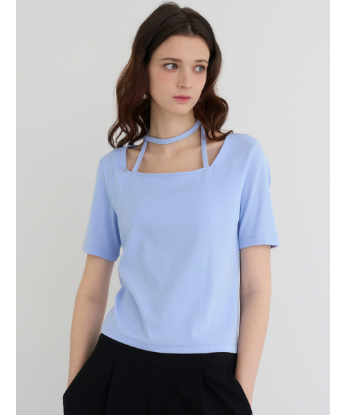 Square Neck String T-Shirt_Light Blue Square Neck String T-Shirt_Light ...