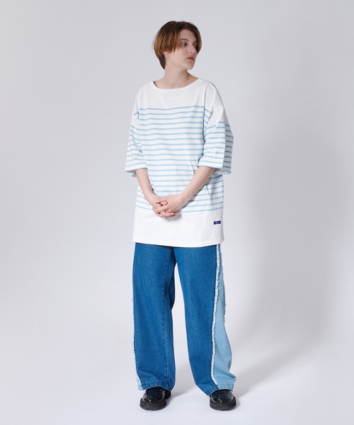 ONCILY（オンシェリー）の「PANEL BORDER BASQUE SHIRT / パネルボーダーバスクシャツ（Tシャツ/カットソー ...