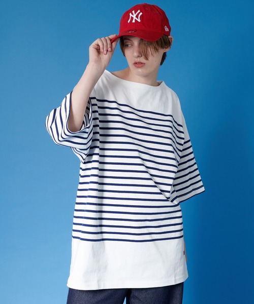 ONCILY（オンシェリー）の「PANEL BORDER BASQUE SHIRT / パネルボーダーバスクシャツ（Tシャツ/カットソー ...