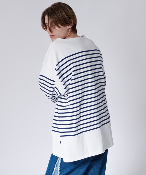 ONCILY（オンシェリー）の「PANEL BORDER BASQUE SHIRT / パネルボーダーバスクシャツ（Tシャツ/カットソー ...