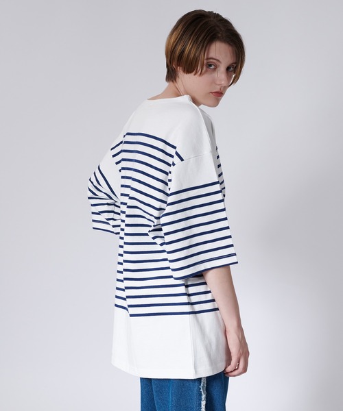 ONCILY（オンシェリー）の「PANEL BORDER BASQUE SHIRT / パネルボーダーバスクシャツ（Tシャツ/カットソー ...