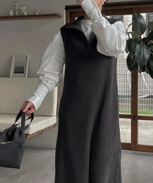 willfully（ウィルフリー）の「no sleeve front half zip knit OP（ワンピース）」 - WEAR