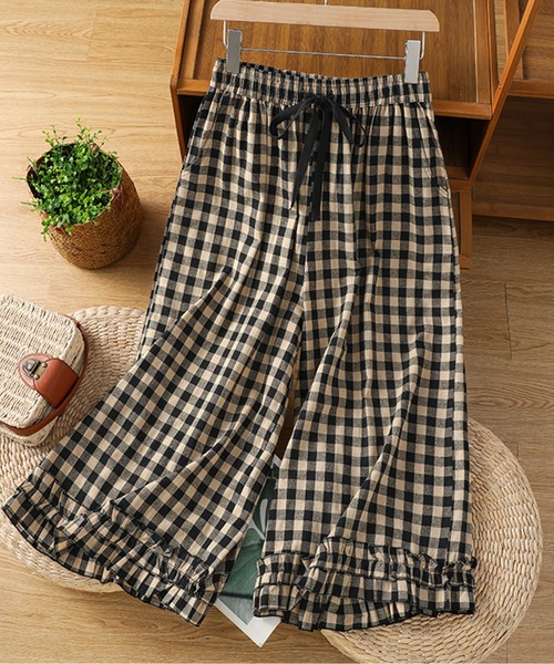 AMAJI（アマジ）の「ギンガムチェックフリルパンツ（その他パンツ）」 - WEAR