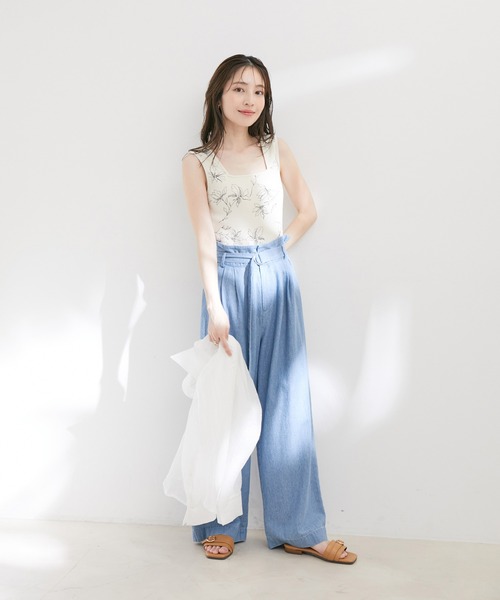 Vis（ビス）の「【洗える】花柄カップ付きリブタンクトップ（タンクトップ）」 Wear