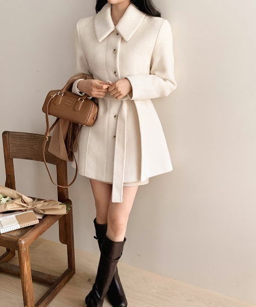 Aelina（エリナ）の「襟付きミドル丈メルトンコート（その他アウター）」 - WEAR