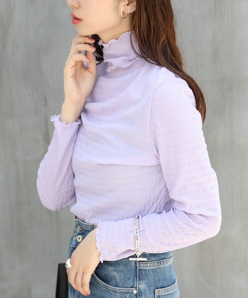 SETUP7（セットアップセブン）の「【SETUP7】ハイネックシアーカットソー 日焼け対策・UV対策 ぽこぽこ素材（Tシャツ/カットソー）」 - WEAR