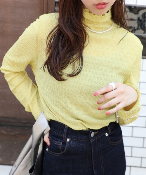 SETUP7（セットアップセブン）の「【SETUP7】ハイネックシアーカットソー 日焼け対策・UV対策 ぽこぽこ素材（Tシャツ/カットソー）」 - WEAR