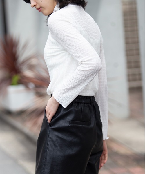 SETUP7（セットアップセブン）の「【SETUP7】ハイネックシアーカットソー 日焼け対策・UV対策 ぽこぽこ素材（Tシャツ/カットソー）」 - WEAR