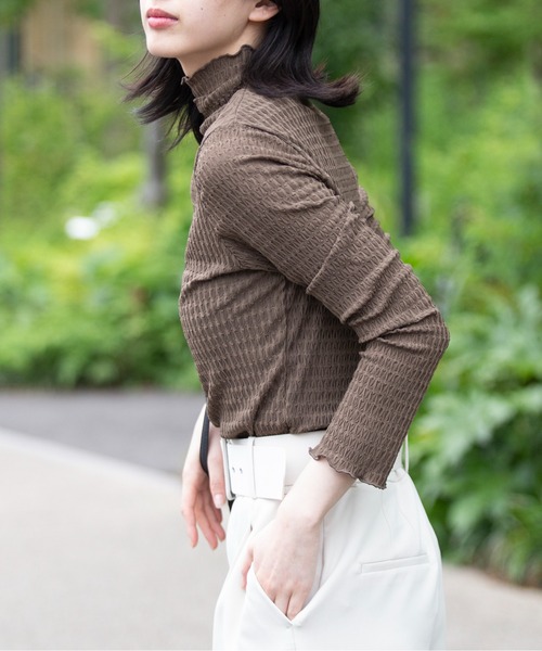 SETUP7（セットアップセブン）の「【SETUP7】ハイネックシアーカットソー 日焼け対策・UV対策 ぽこぽこ素材（Tシャツ/カットソー）」 - WEAR