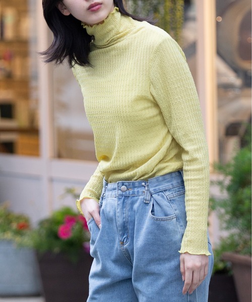 SETUP7（セットアップセブン）の「【SETUP7】ハイネックシアーカットソー 日焼け対策・UV対策 ぽこぽこ素材（Tシャツ/カットソー）」 - WEAR