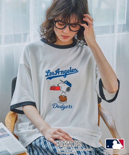 【PEANUT×MLB】ピーナッツ×メジャーリーグベースボール 別注 グラフィック ロゴ刺繍オーバーサイズ半袖Tシャツ MONO-MART ...
