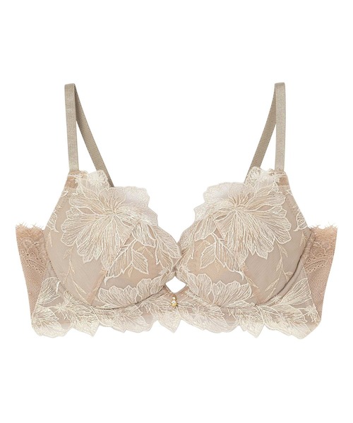 AMPHI（アンフィ）の「AMPHI【グラマリッチ脇スッキリタイプ】大花柄×エンブロイダリーレース ブラジャー D-Ecup（ブラジャー）」 - WEAR