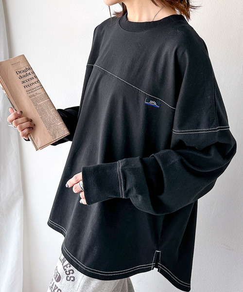 Java（ジャバ）の「《JaVaジャバコラボ》春の必需品!アメカジムード漂うハンサムルック。コットン100%長袖フットボールオーバーサイズプルオーバー（Tシャツ/カットソー）」 - WEAR