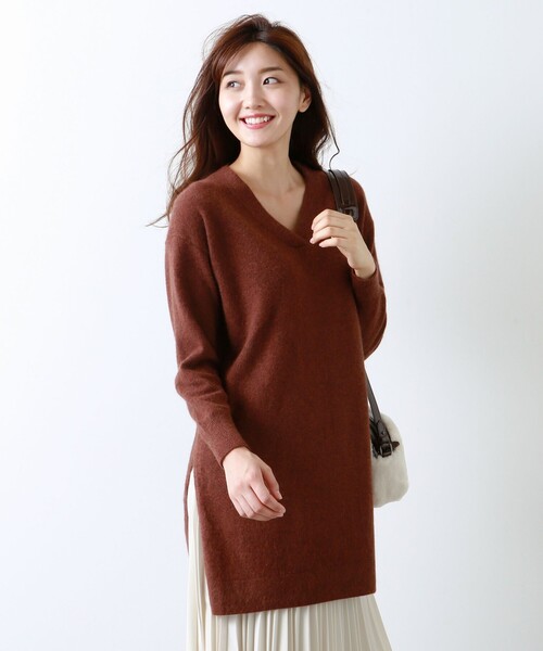 Amaca(アマカ)の「ウールミックスロングチュニックニット(ニット セーター)」 Wear